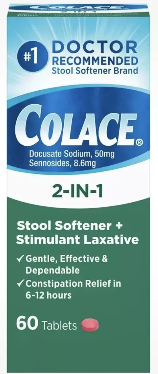 Colace 2-in-1 Stool Softener & Laxative Tablets – 100mg (60 ct ...